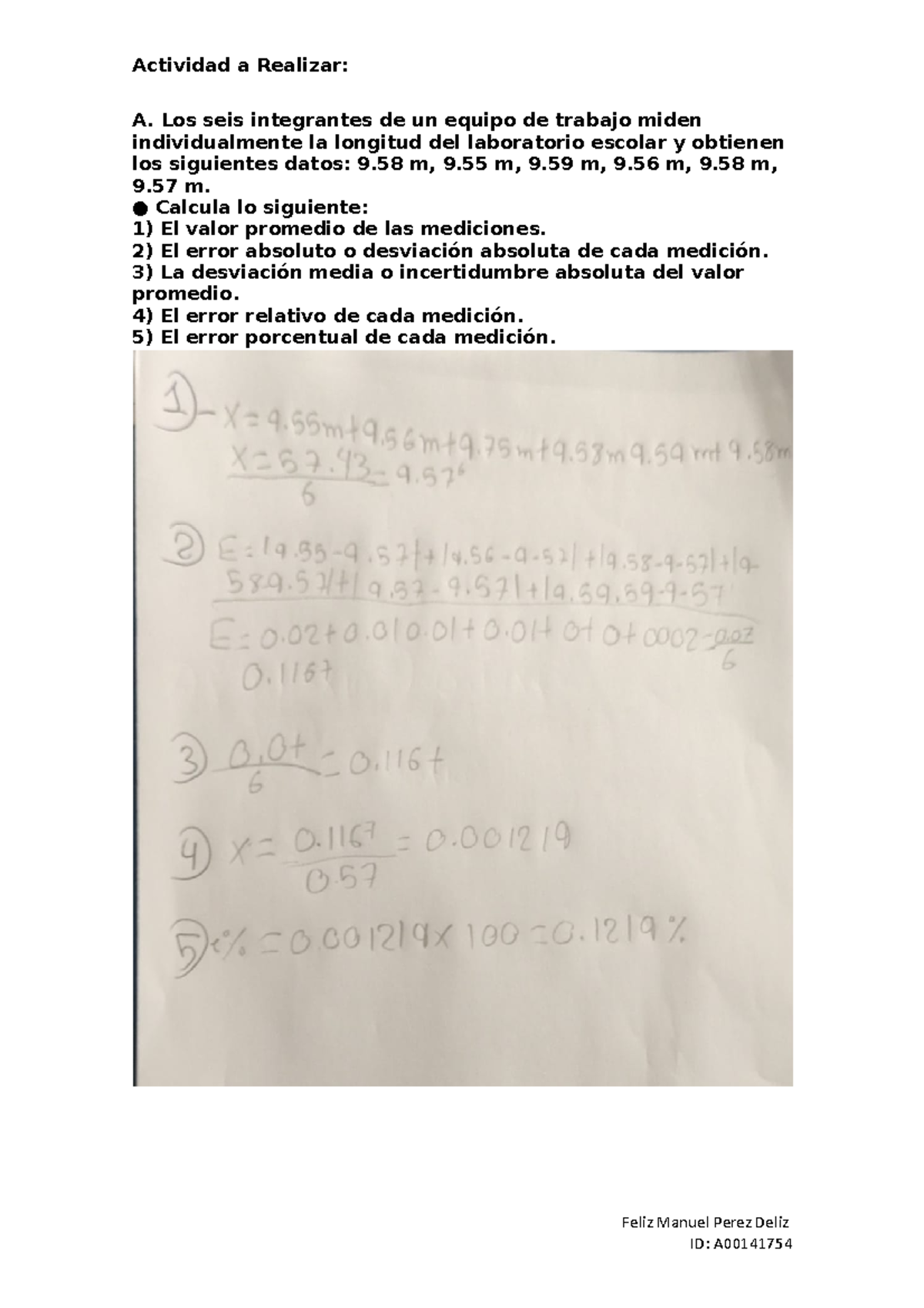 Feliz Manuel Perez Deliz-Unidad 1. Actividad 4. Error Absoluto y Relativo - Actividad a Realizar ...