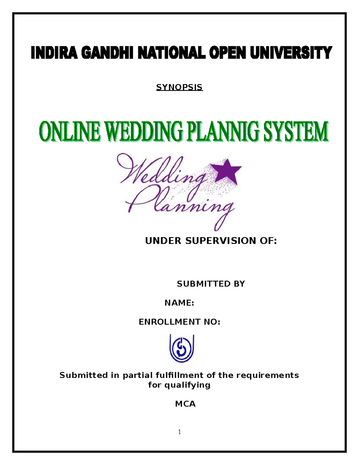 8541152 - ak ksdjfkjkd kdfkd dkf dkfj - SYNOPSIS UNDER SUPERVISION OF ...