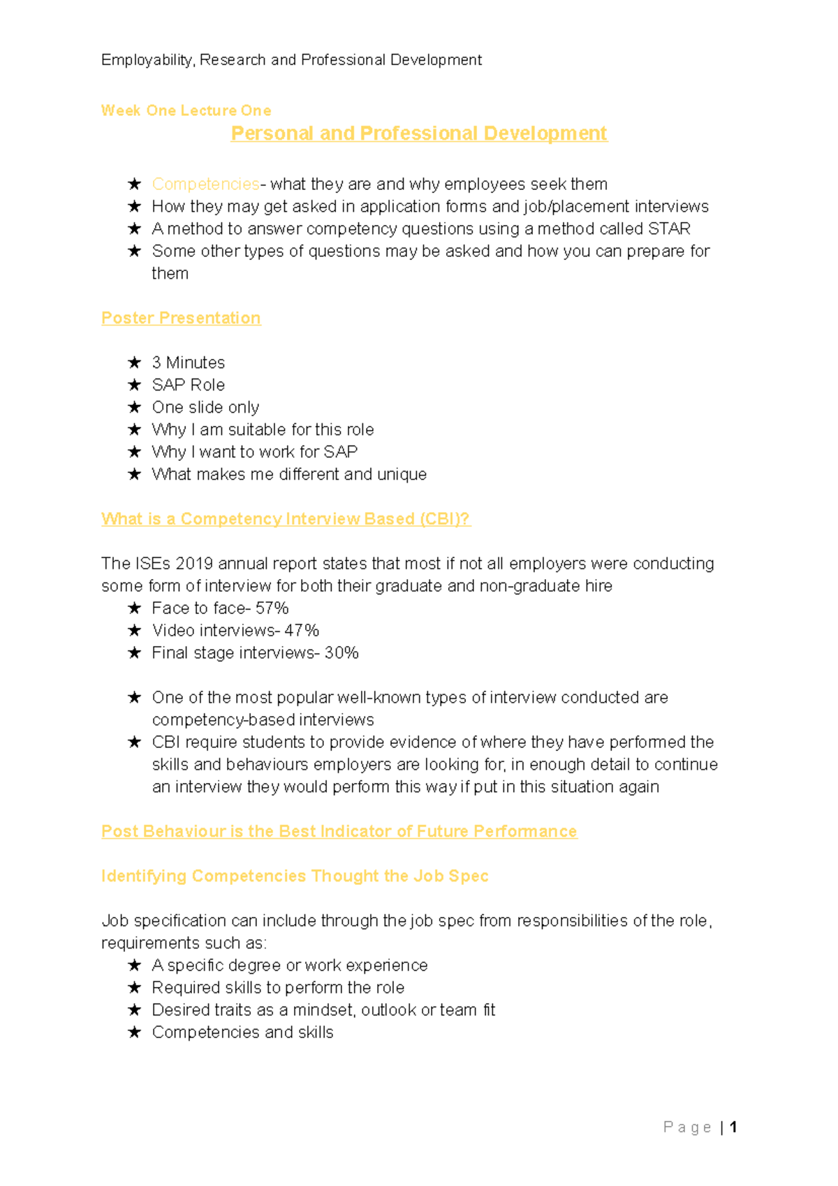 ERPD Lecture Notes- P - ERPD - Week One Lecture One Personal and ...