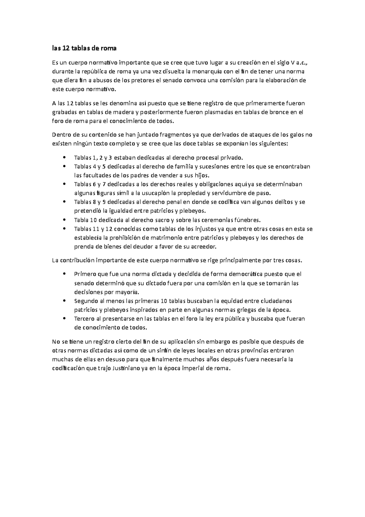 12 tablas romanas - Resumen - las 12 tablas de roma Es un cuerpo ...
