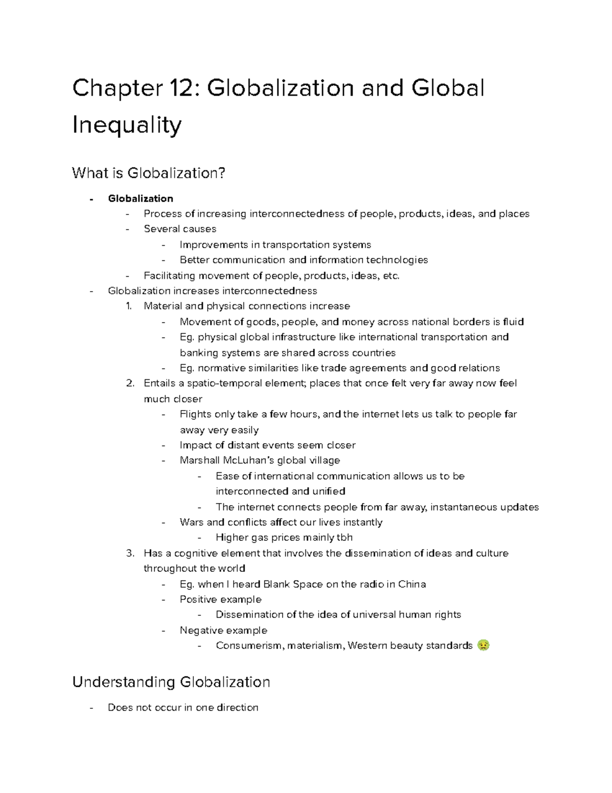Sociology 1027 Week 10 From Local to Global Inequalities - Chapter 12 ...
