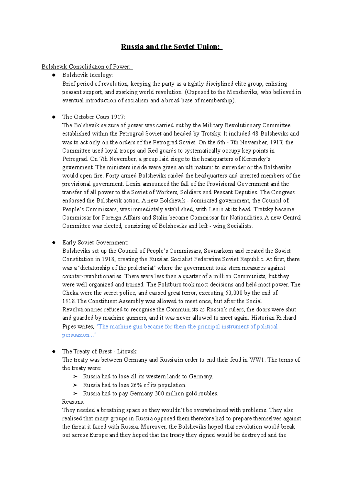 HSC Unit Modern - Russia & the Soviet Union - Russia and the Soviet ...