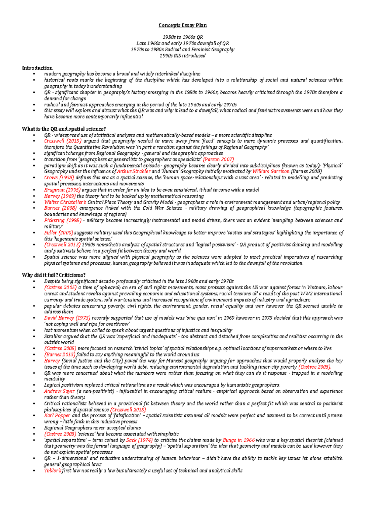 Concepts Essay Plan - Concepts Essay Plan 1950s to 1960s QR Late 1960s ...