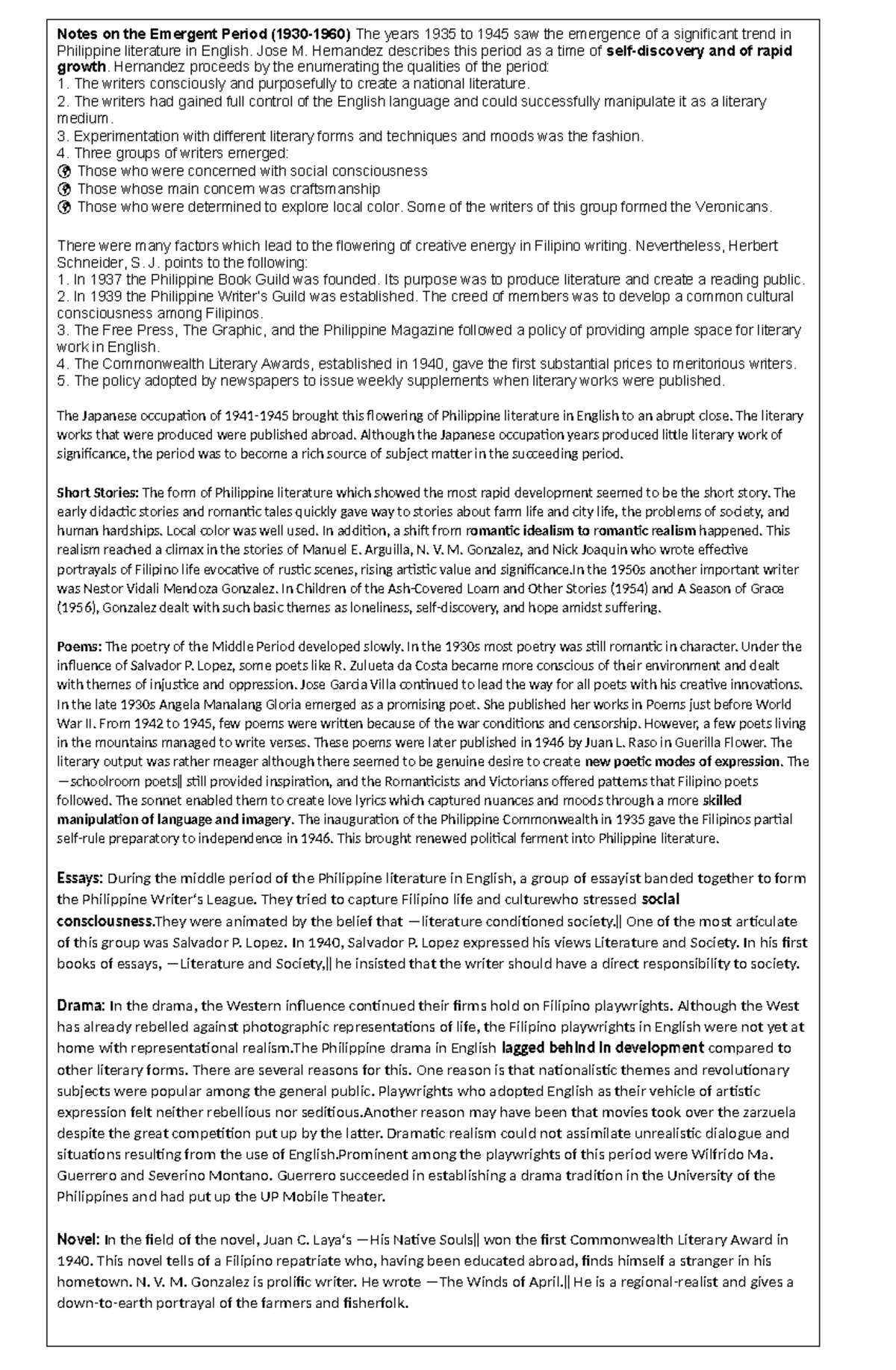 P HIL Emergence - Notes on the Emergent Period (1930-1960) The years ...