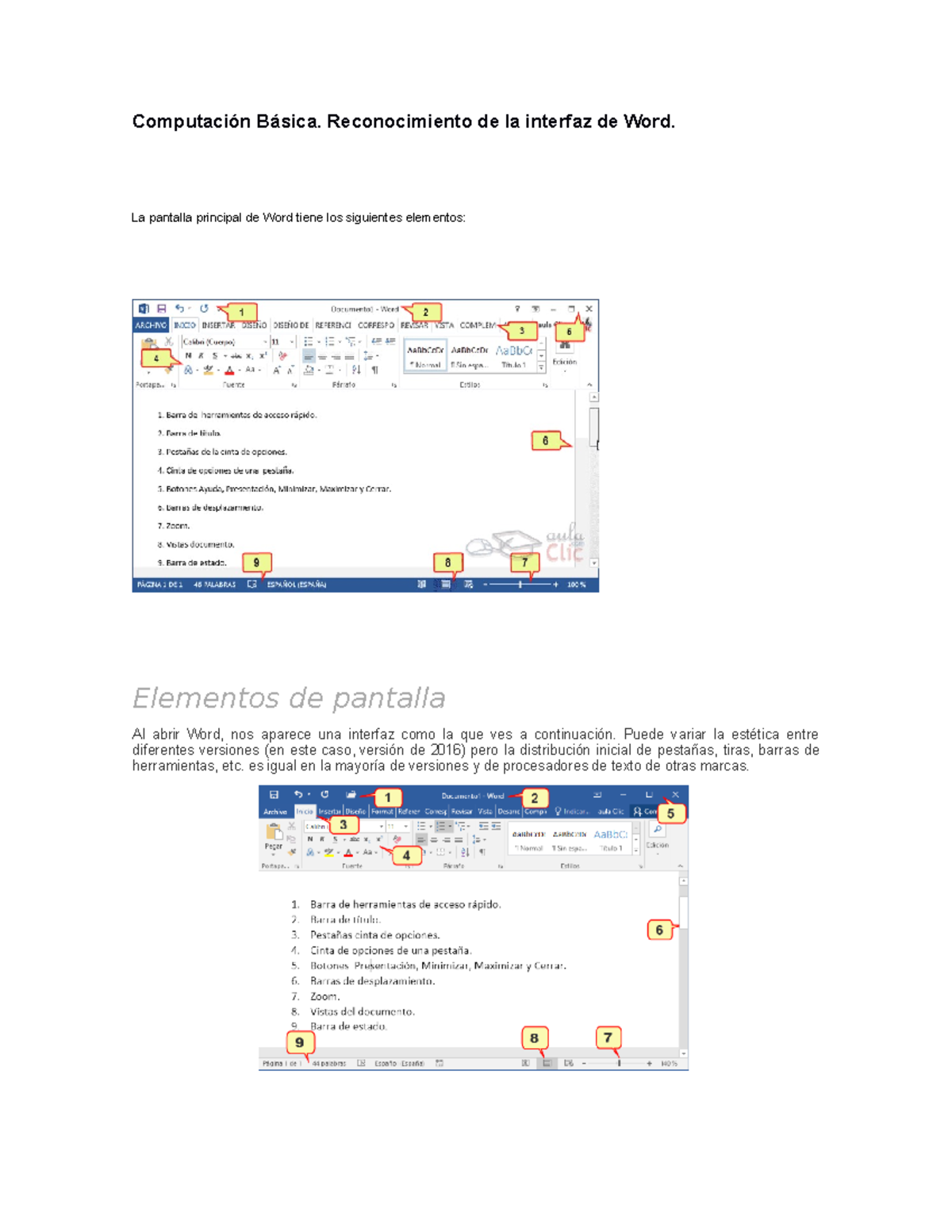 Interfaz de word - Material de estudio - Computación Básica ...