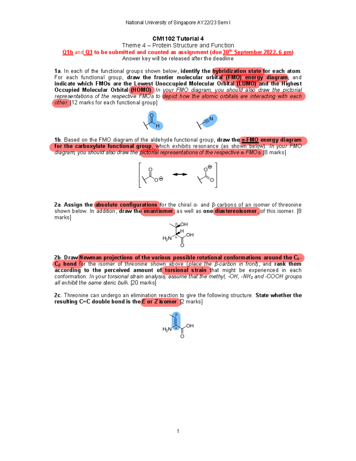 CM1102 Tutorial 4 (Theme 4) - National University of Singapore AY22/23 Sem I 1 CM1102 Tutorial 4 ...