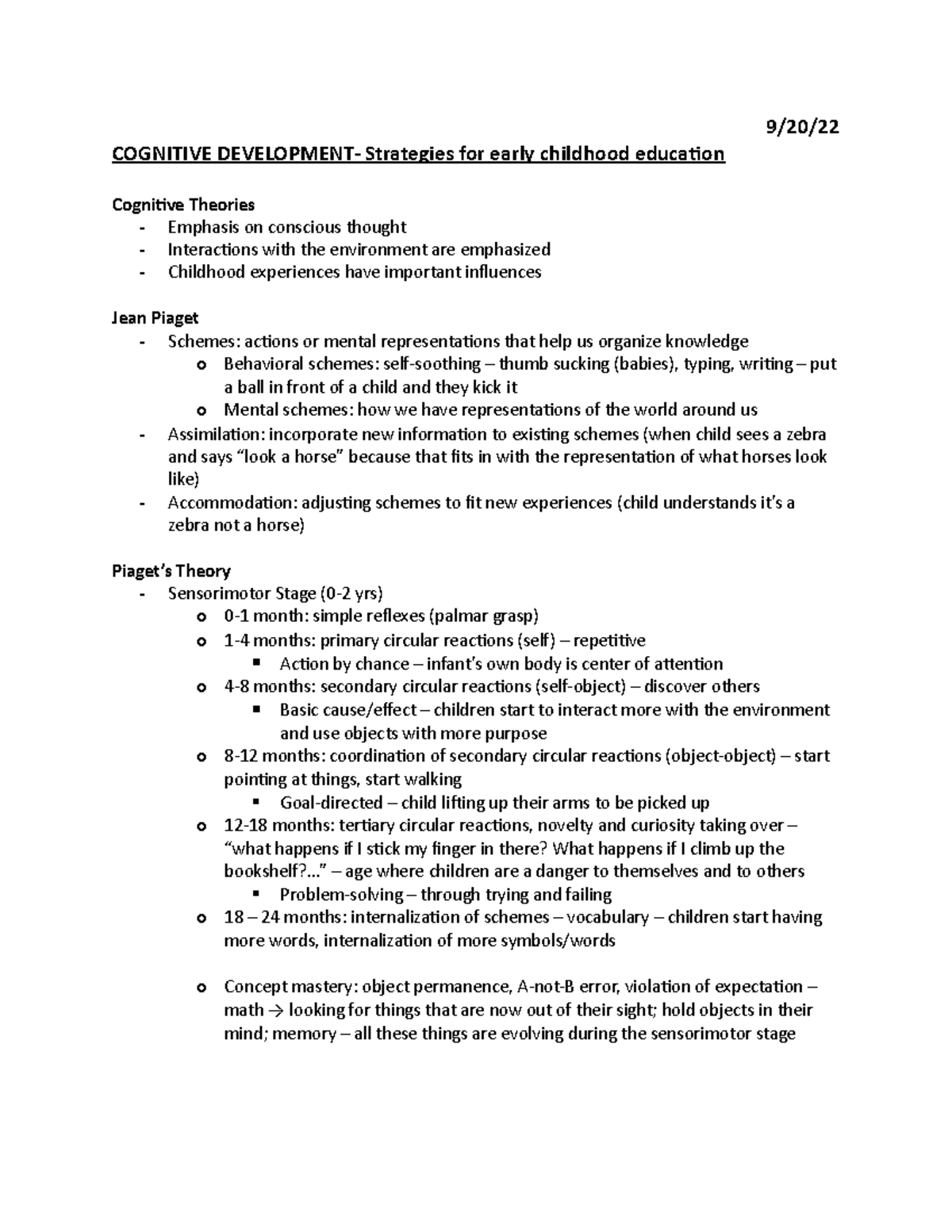 Cognitive Development - 9:20 - 9/20/ COGNITIVE DEVELOPMENT- Strategies ...