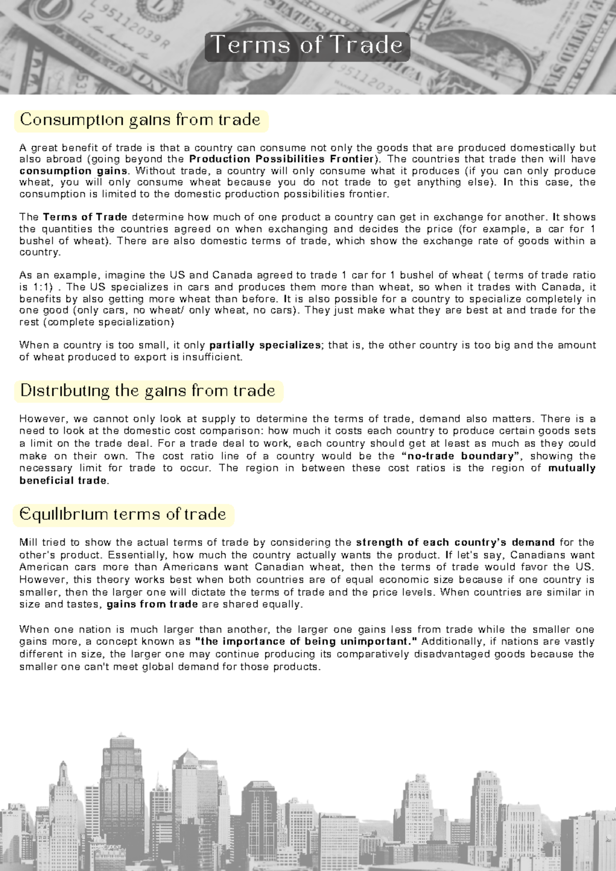 Terms of Trade Material April 3 2025 - A great benefit of trade is that ...