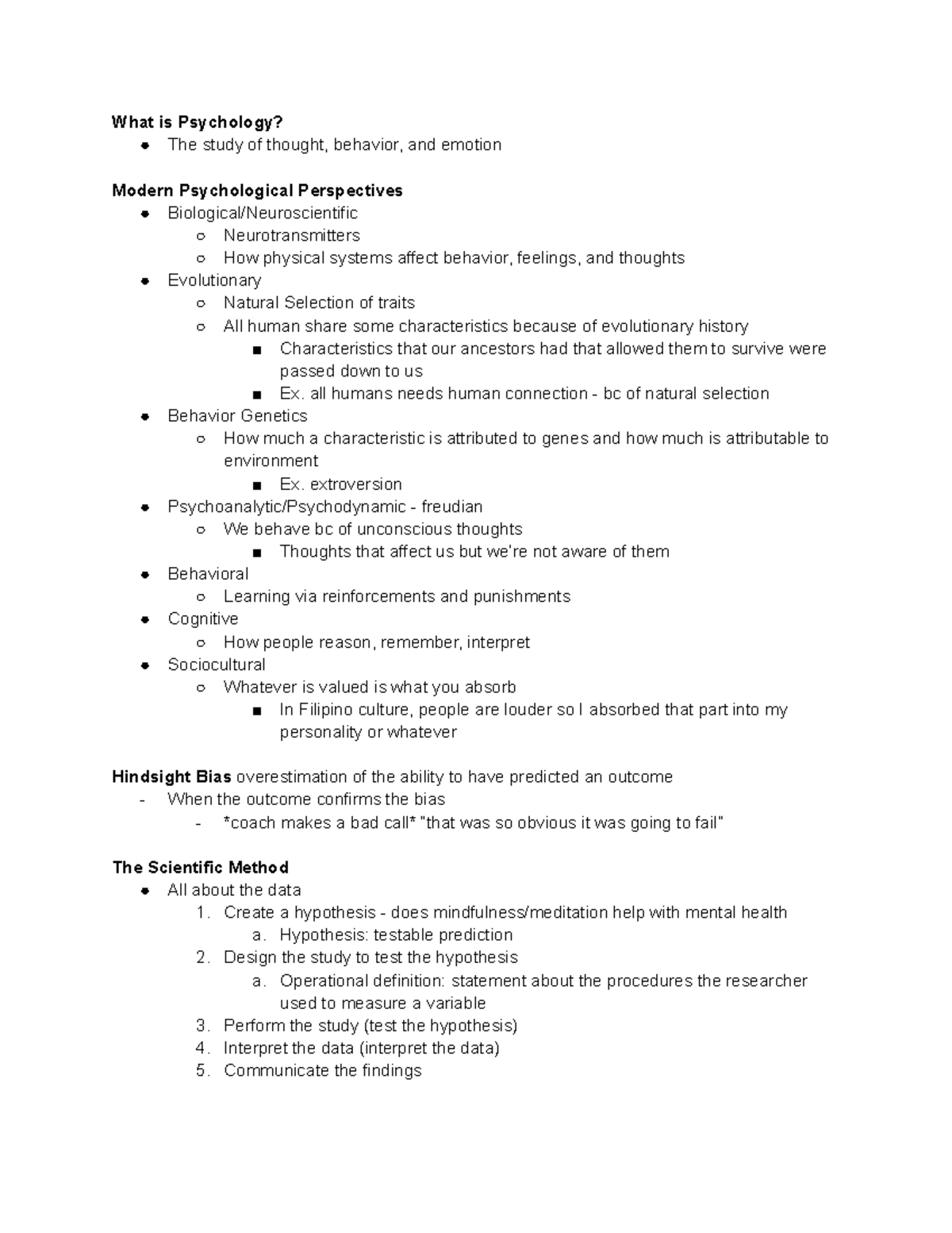 Psychology Notes - What is Psychology? The study of thought, behavior ...