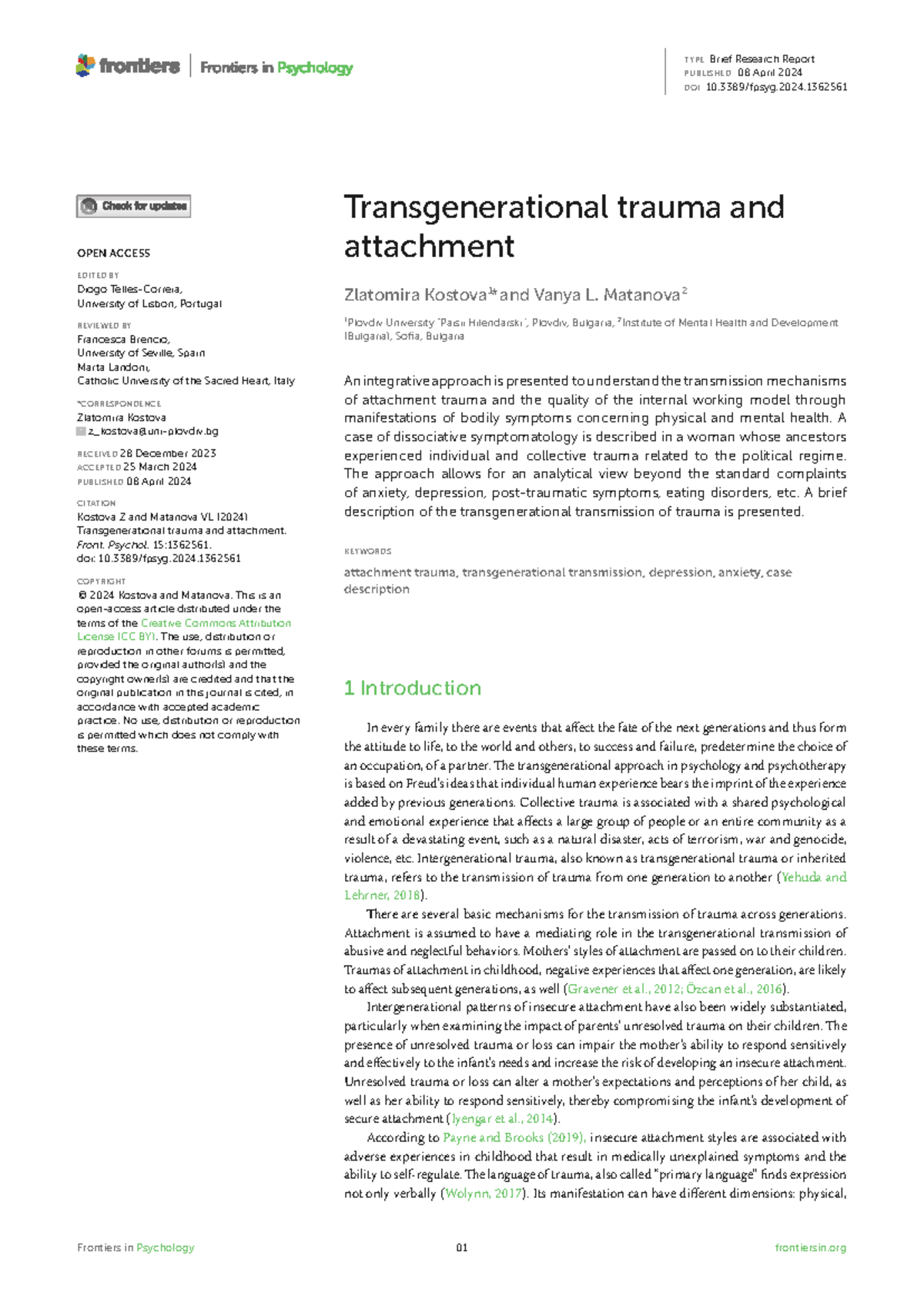 Transgenerational trauma and attachment - Transgenerational trauma and ...