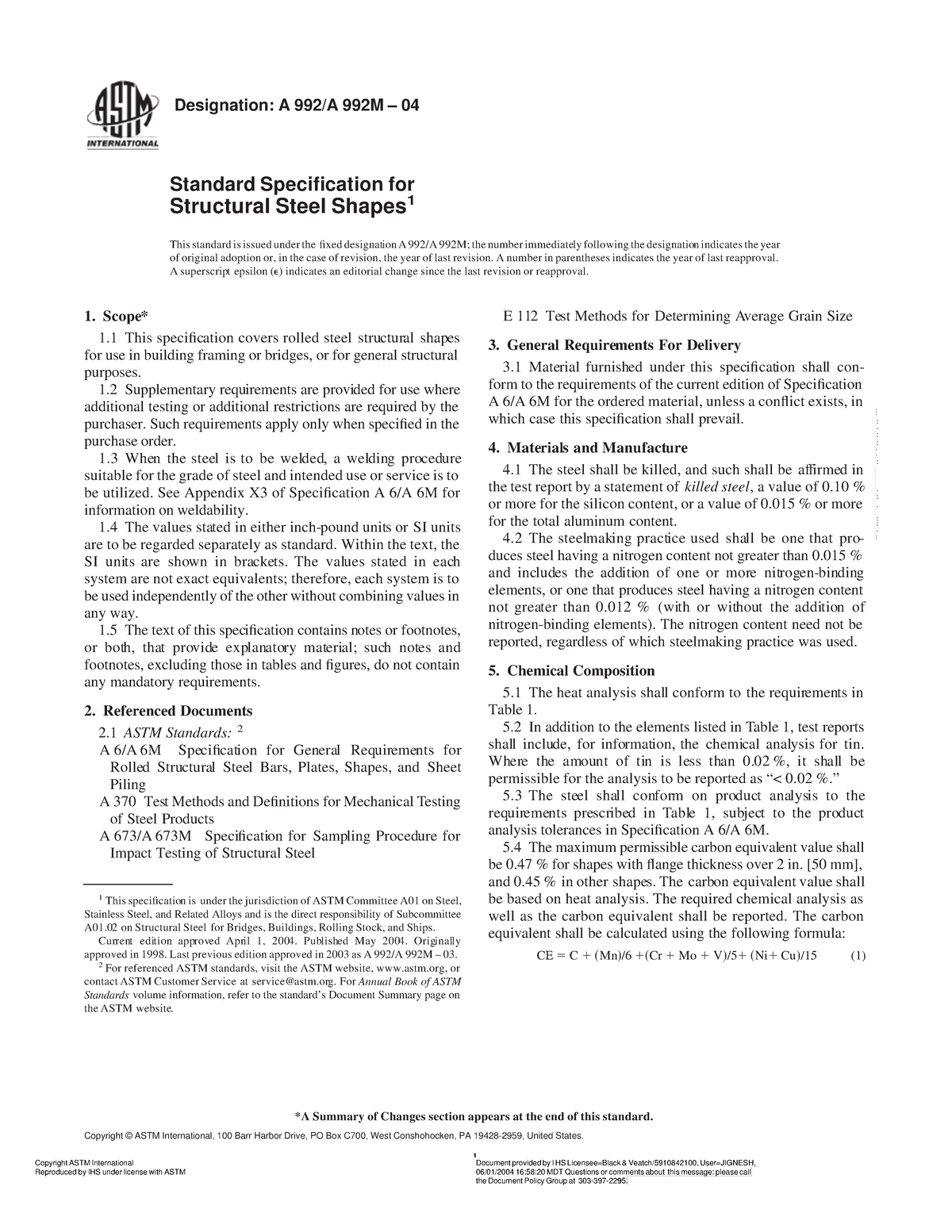 ASTM A992 - ESPECIFICACION ASTM - Designation: A 992/A 992M – 04Designation: A 992/A 992M – 04 ...