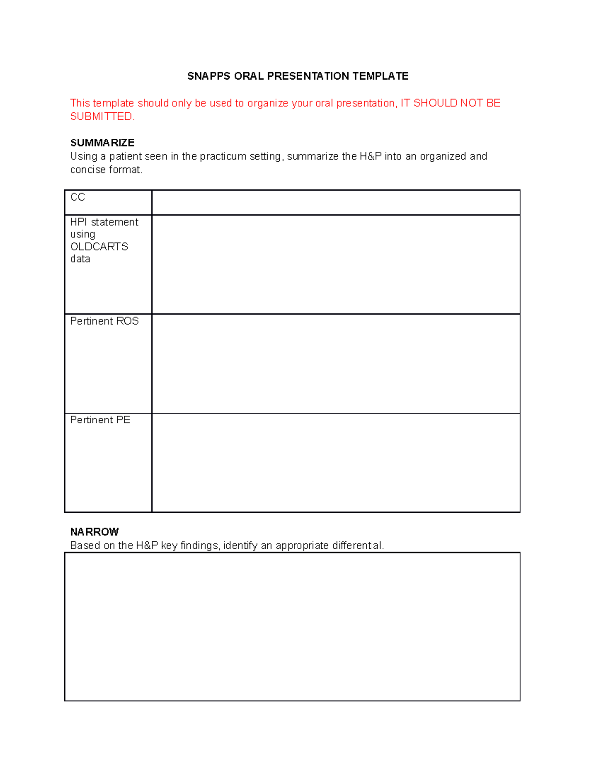 FNP NR511 Week 2 Snapps Template for Oral Presentation (09-2019 ...