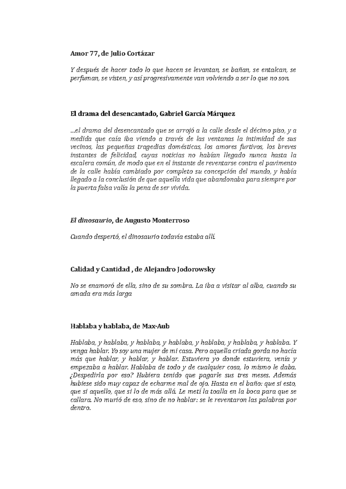 Llengua 3 Microcontes - Amor 77, de Julio Cortázar Y después de hacer ...