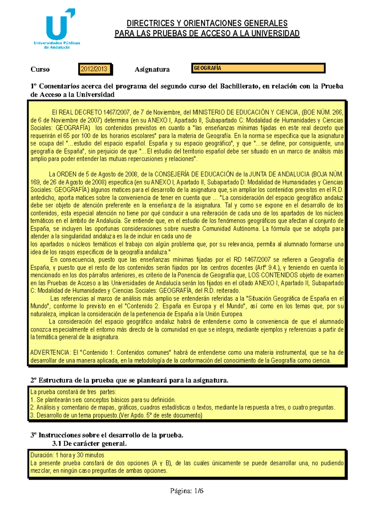 Directrices y orientaciones geografia 2012 2013 - - Studocu