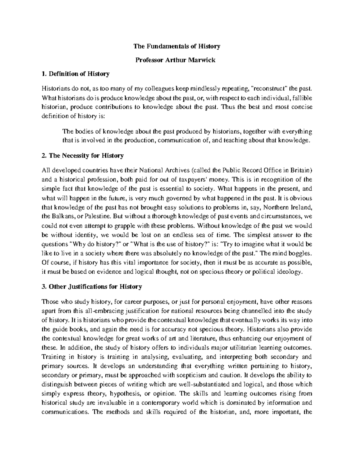 The Fundamentals of History - The Fundamentals of History Professor ...