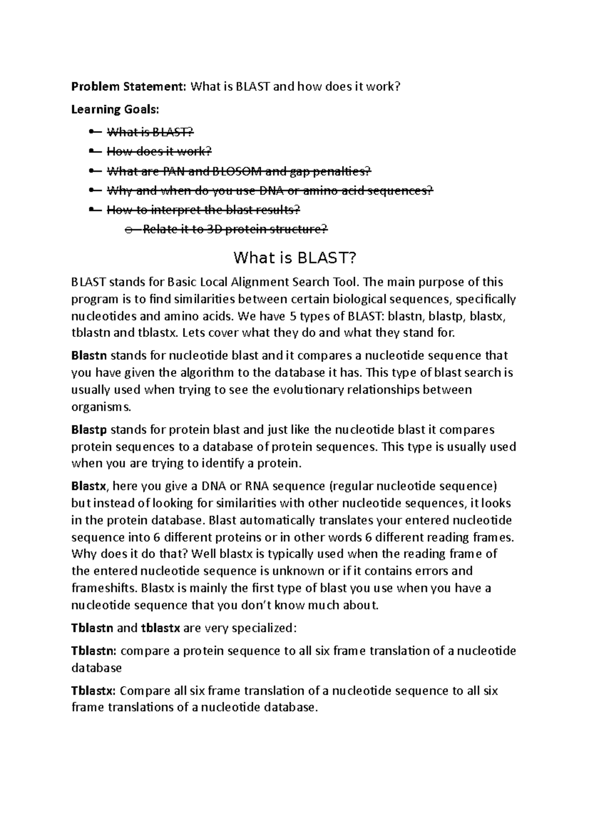 CASE 11 - Problem Statement: What is BLAST and how does it work ...