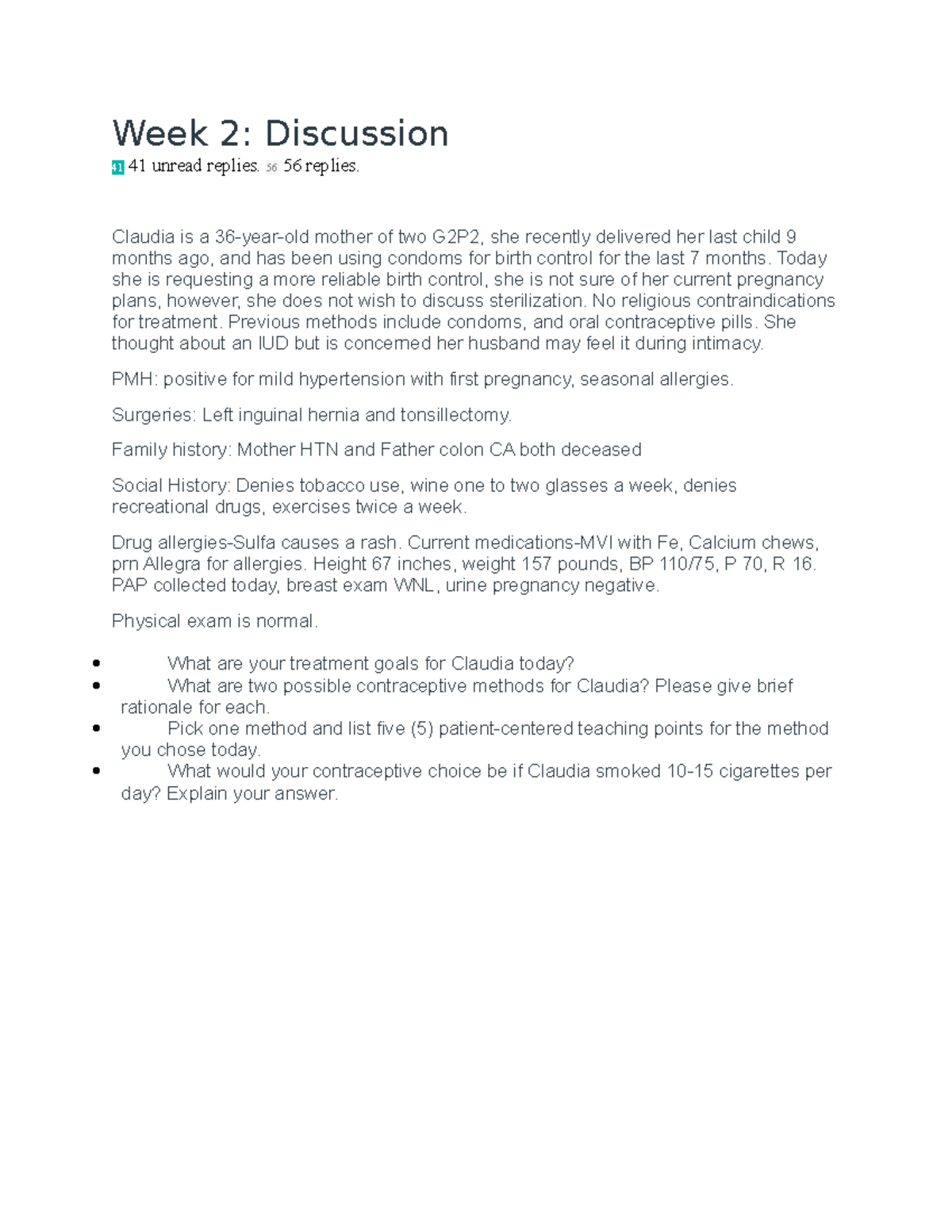 Week 2 discussion - Week 2: Discussion 41 41 unread replies. 56 56 ...