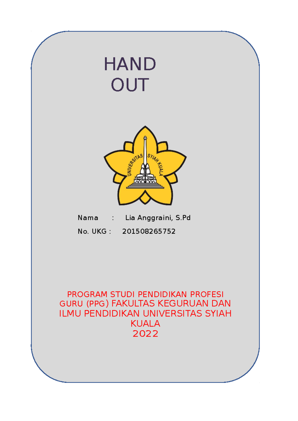 HAND OUT - modul - Nama : Lia Anggraini, S No. UKG : 201508265752 ...