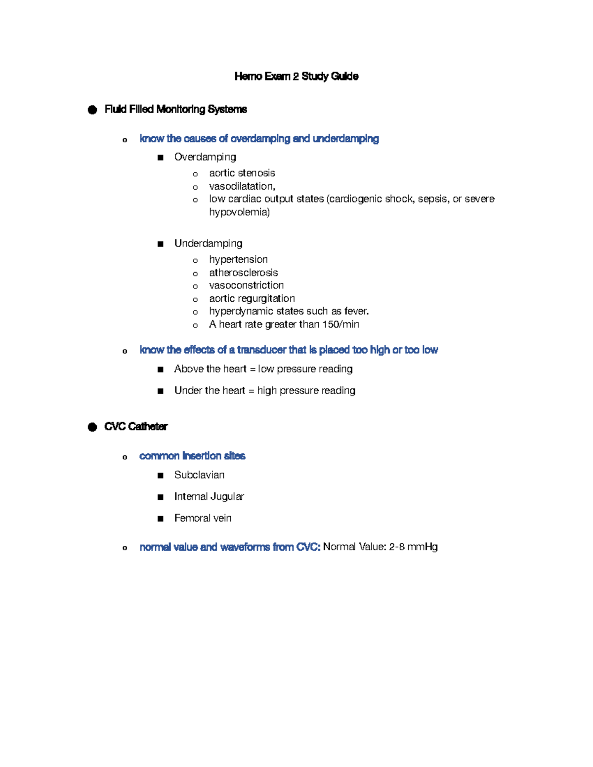 Hemo Exam 2 Study Guide - Hemo Exam 2 Study Guide Fluid Filled ...
