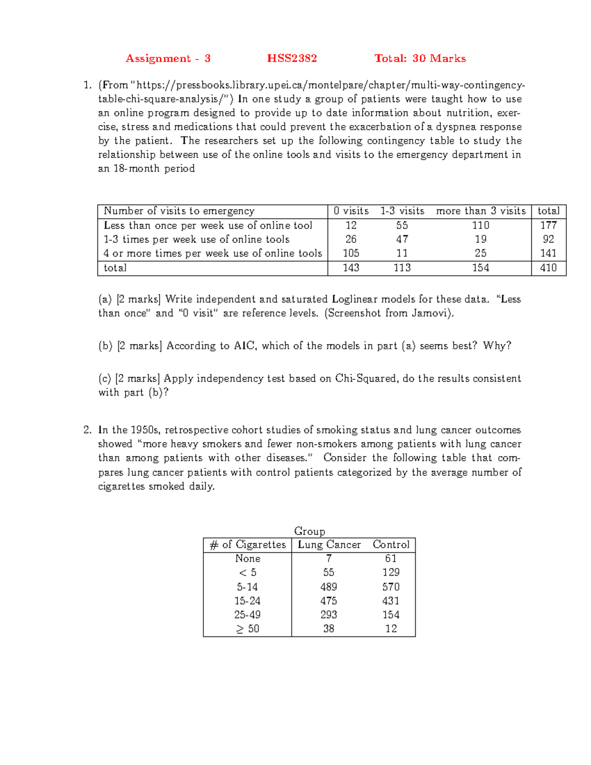 Assignment 3 2382 W23 - Assignment - 3 HSS2382 Total: 30 Marks (From ...