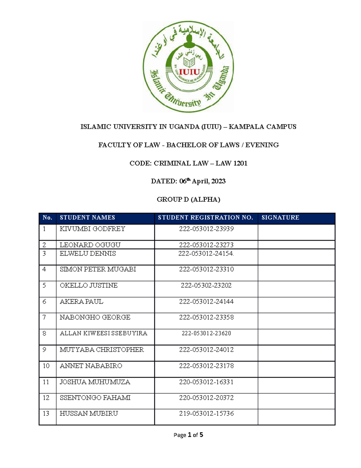 CM 24012 - Bigamy (IUIU) - ISLAMIC UNIVERSITY IN UGANDA (IUIU ...
