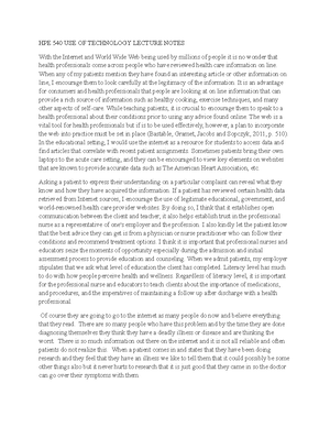 HPE 540 Lecture Notes Instructional Module 1 AND 2 - HPE 540 LECTURE ...