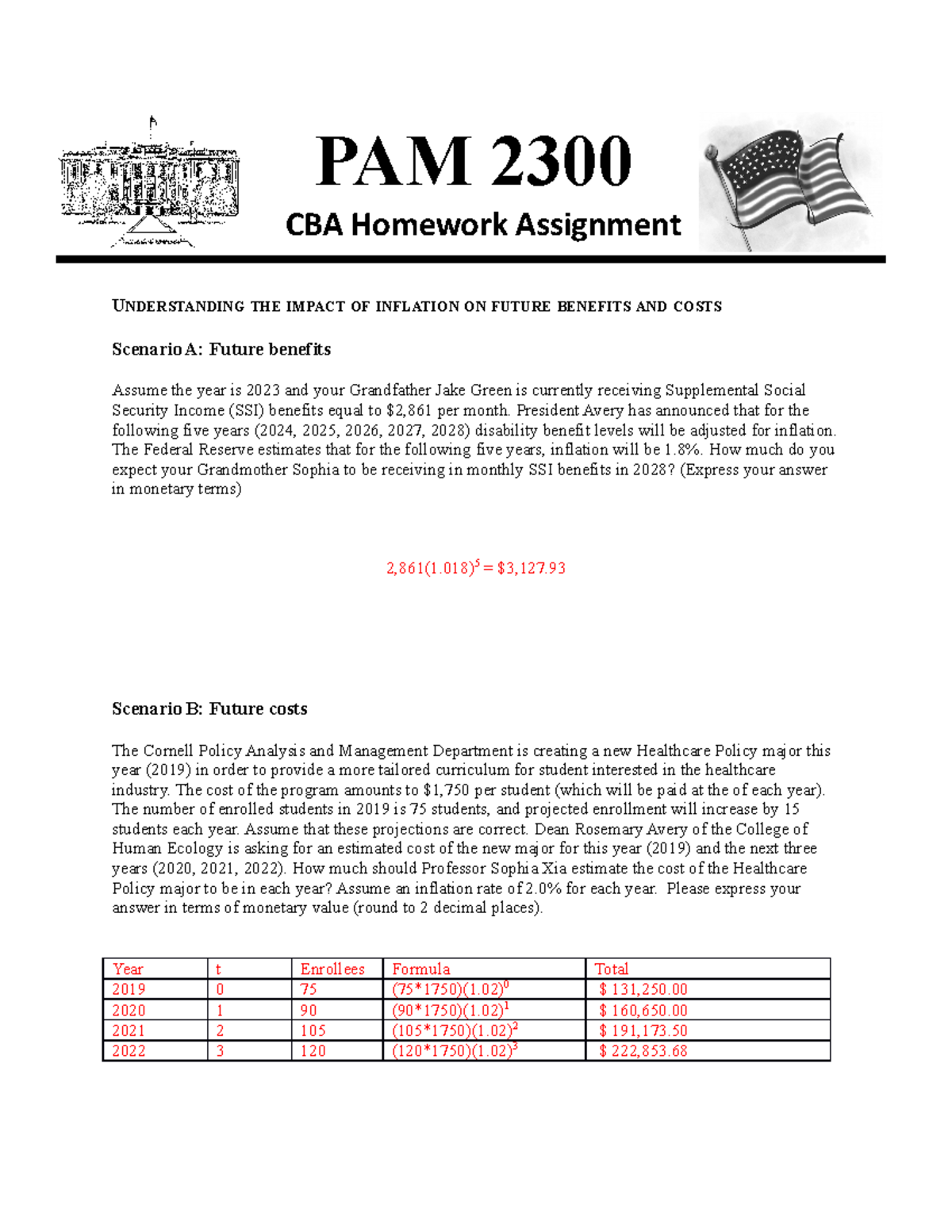 2019 CBA Homework - Answer Key - UNDERSTANDING THE IMPACT OF INFLATION ...