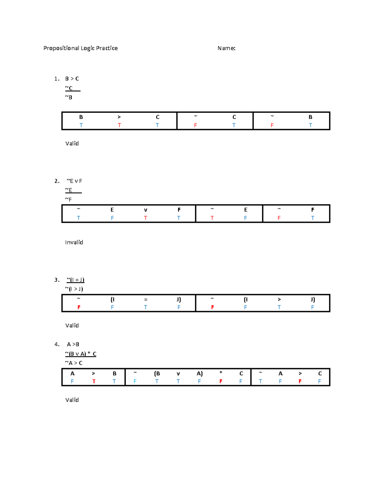 Propositional Logic Valid Invalid Practice - Warning: TT: undefined function: 32 Propositional ...