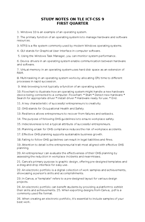 Study Notes IN TLE ICT CSS 10 - STUDY NOTES IN TLE ICT CSS 10 A ...