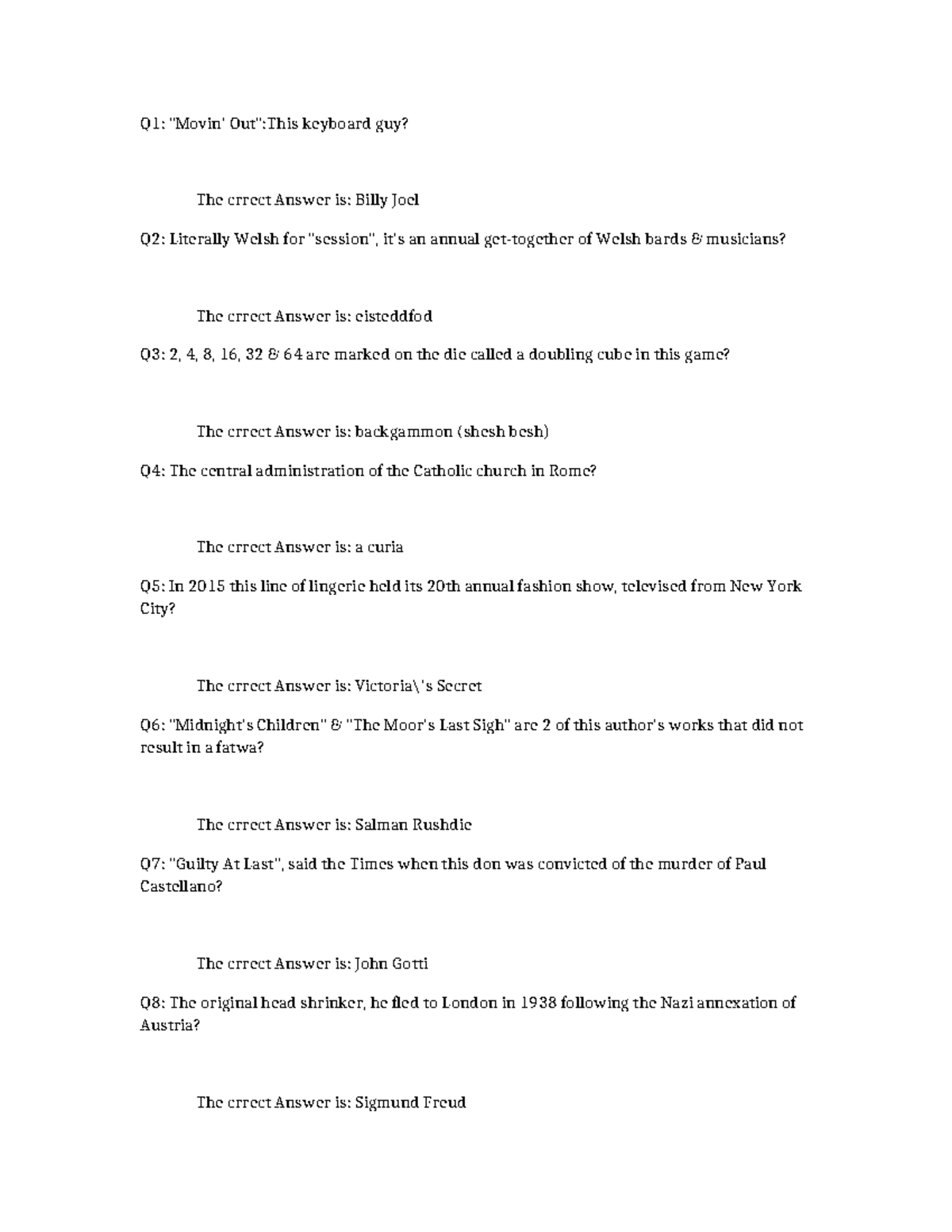 Practice questions for AOOF - Q1: "Movin' Out":This keyboard guy? The ...