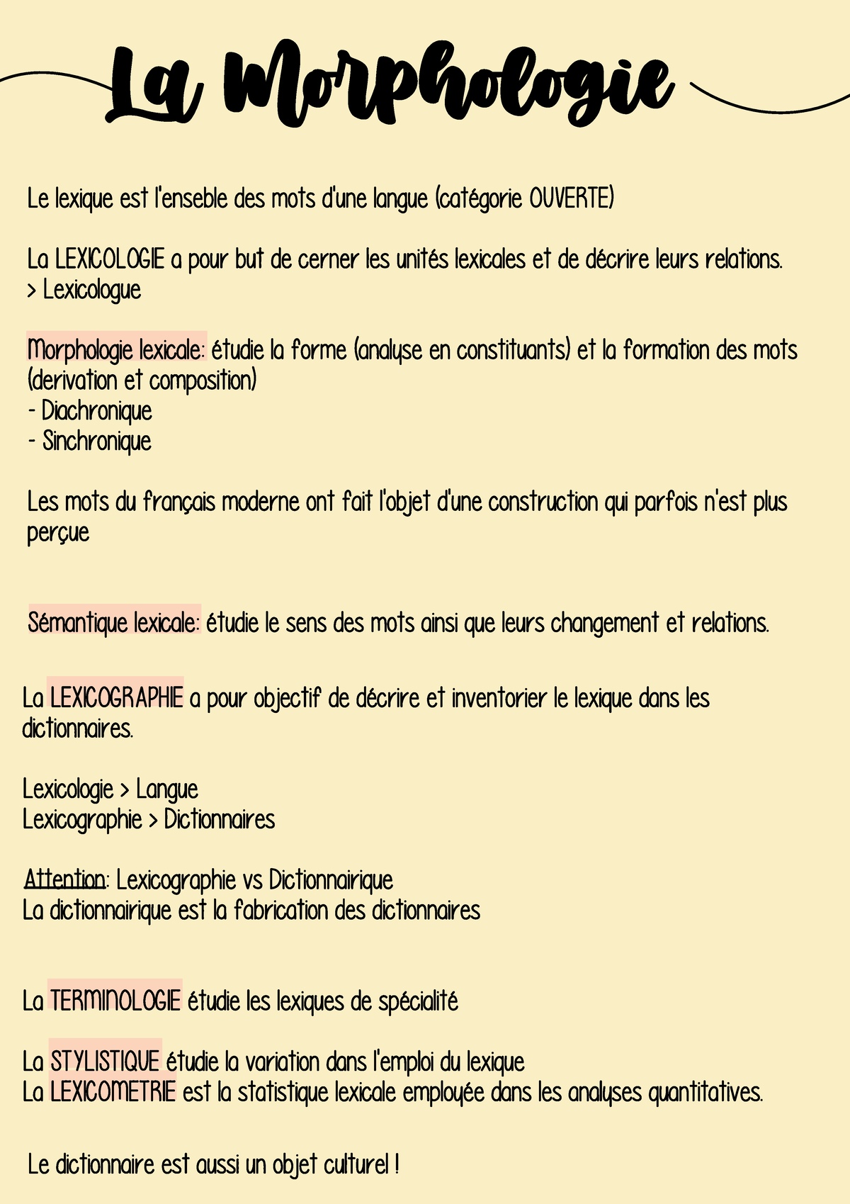 La Morphologie - Notes about french - Lingua francese - UniPi - Studocu