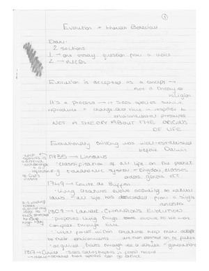 Human Evolution Notes - Human Evolution &amp; Behaviour Lecture 1 – The ...
