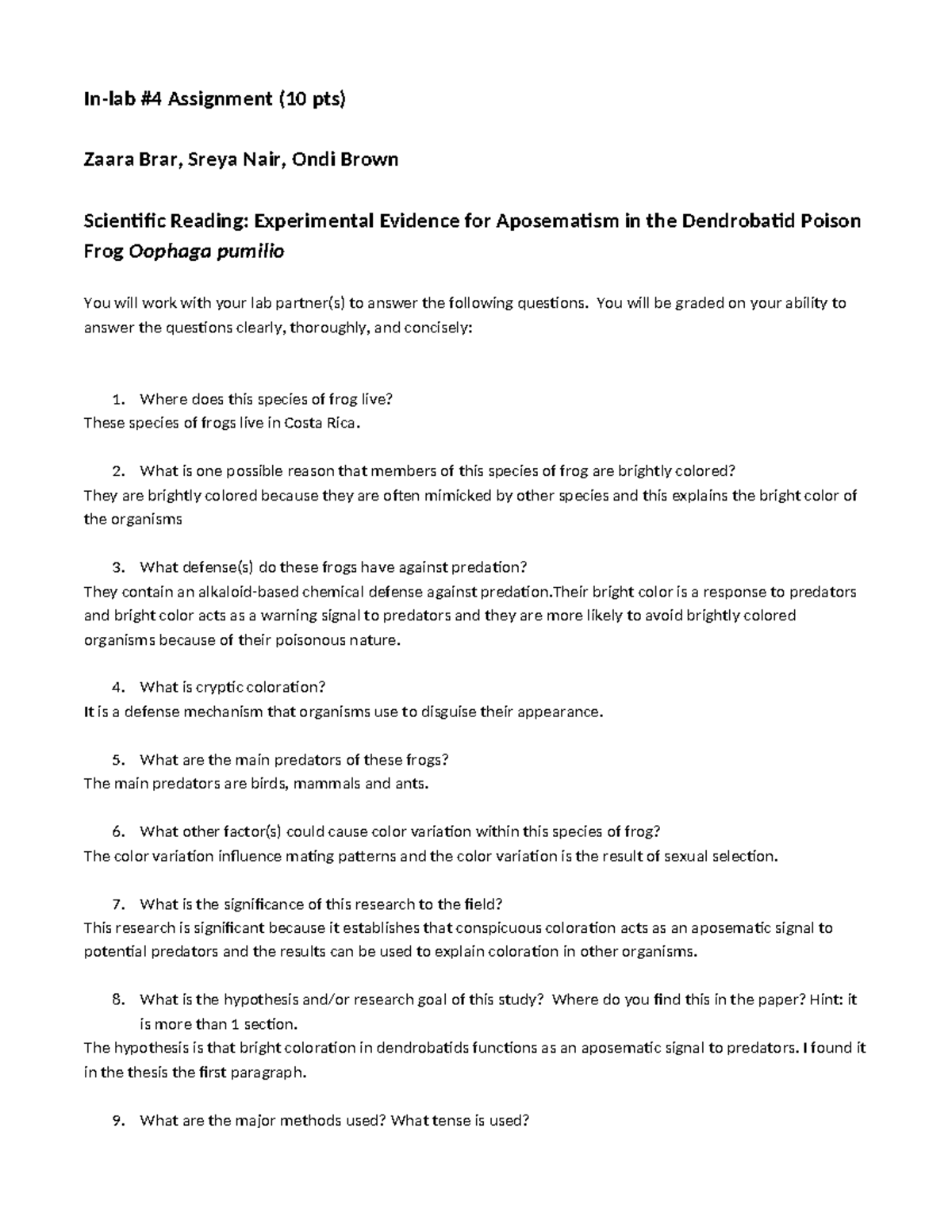 In lab 4 Assignment - Notes 4/5 - In-lab #4 Assignment (10 pts) Zaara ...