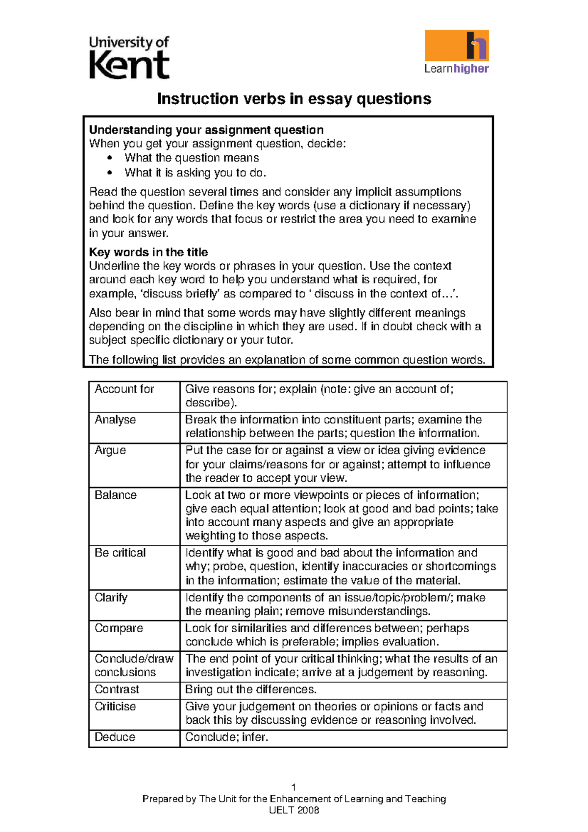Instruction verbs - will help in exams and tests . NB!!!! - 1 Prepared ...