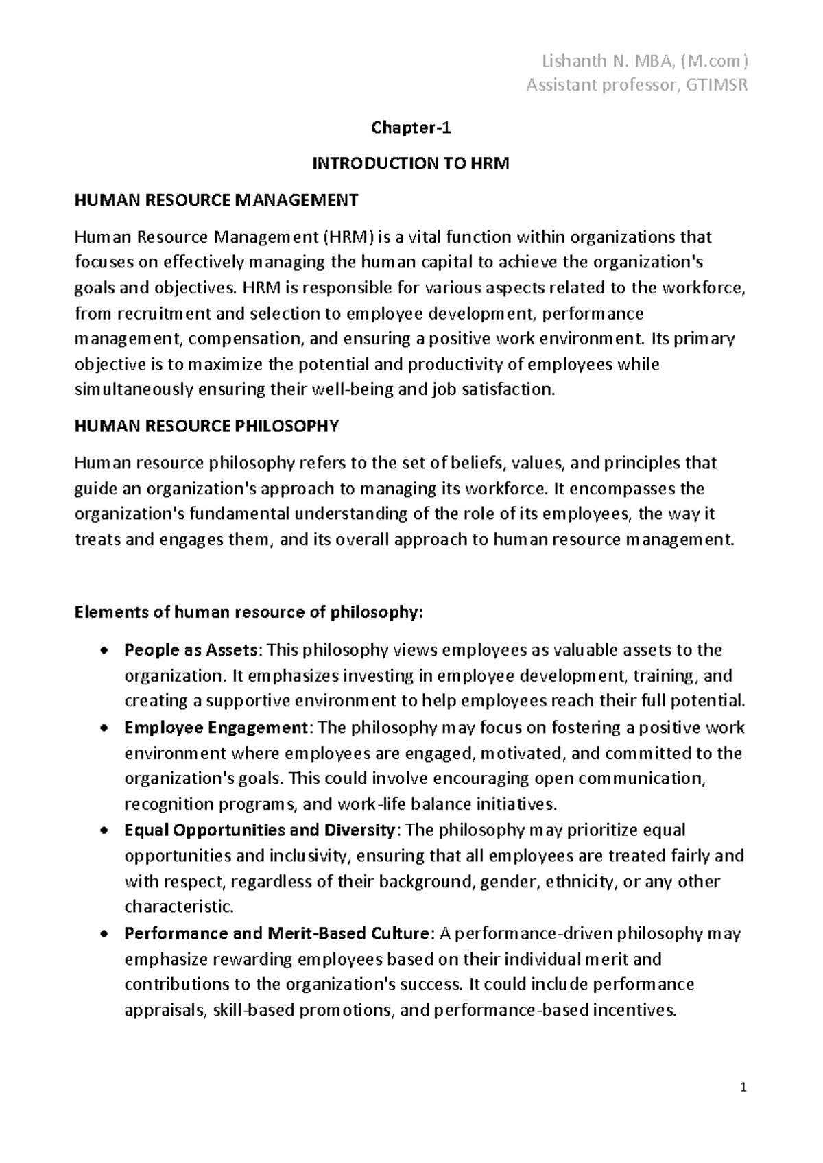 FINANCIAL MANAGEMENT - Assistant professor, GTIMSR Chapter- 1 ...