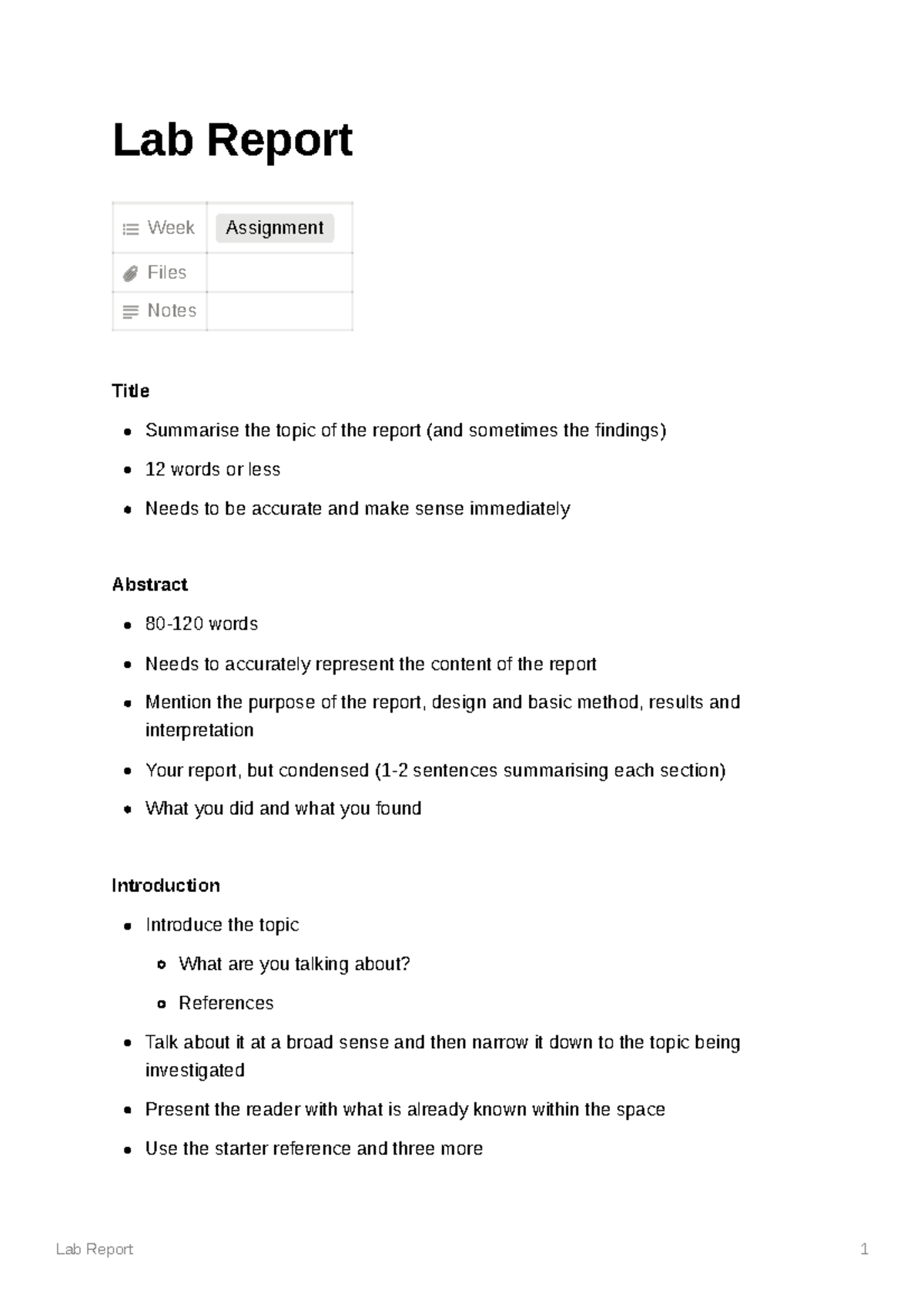 Lab Report - Lab Report Week Assignment Files Notes Title Summarise the ...