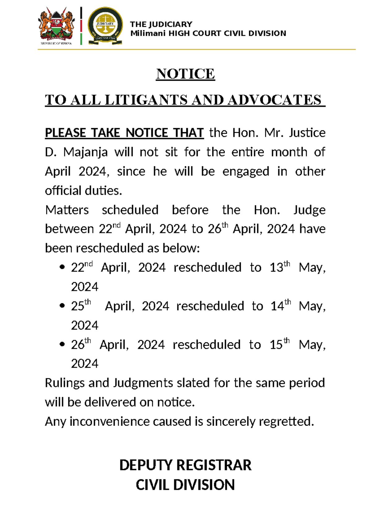 Notice Majanja J - This has a comprehensive sight in Law. - THE ...