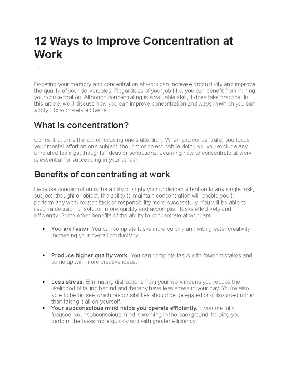 12 Ways to Improve Concentration at Work - 12 Ways to Improve ...
