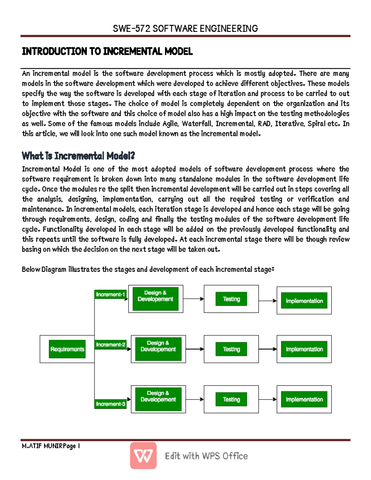 Software Engineering - INTRODUCTION TO INCREMENTAL MODEL An incremental ...