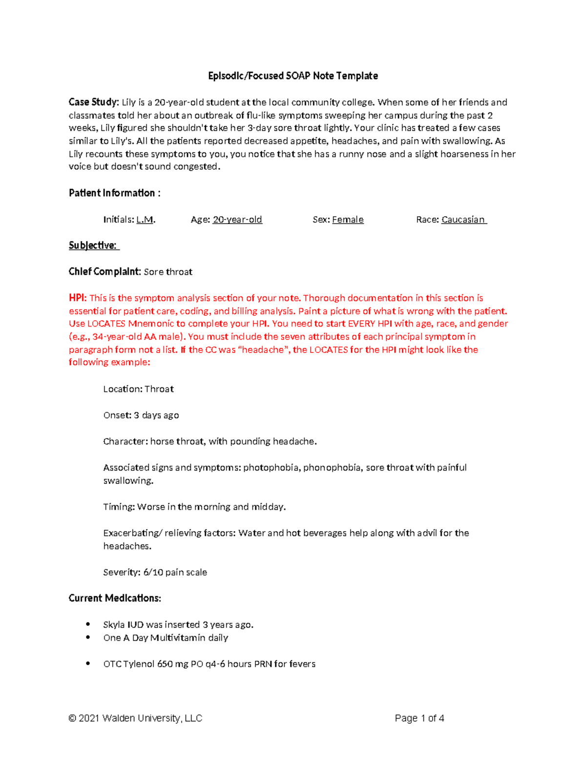 WK5Assigment part 1 - Episodic/Focused SOAP Note Template Case Study ...