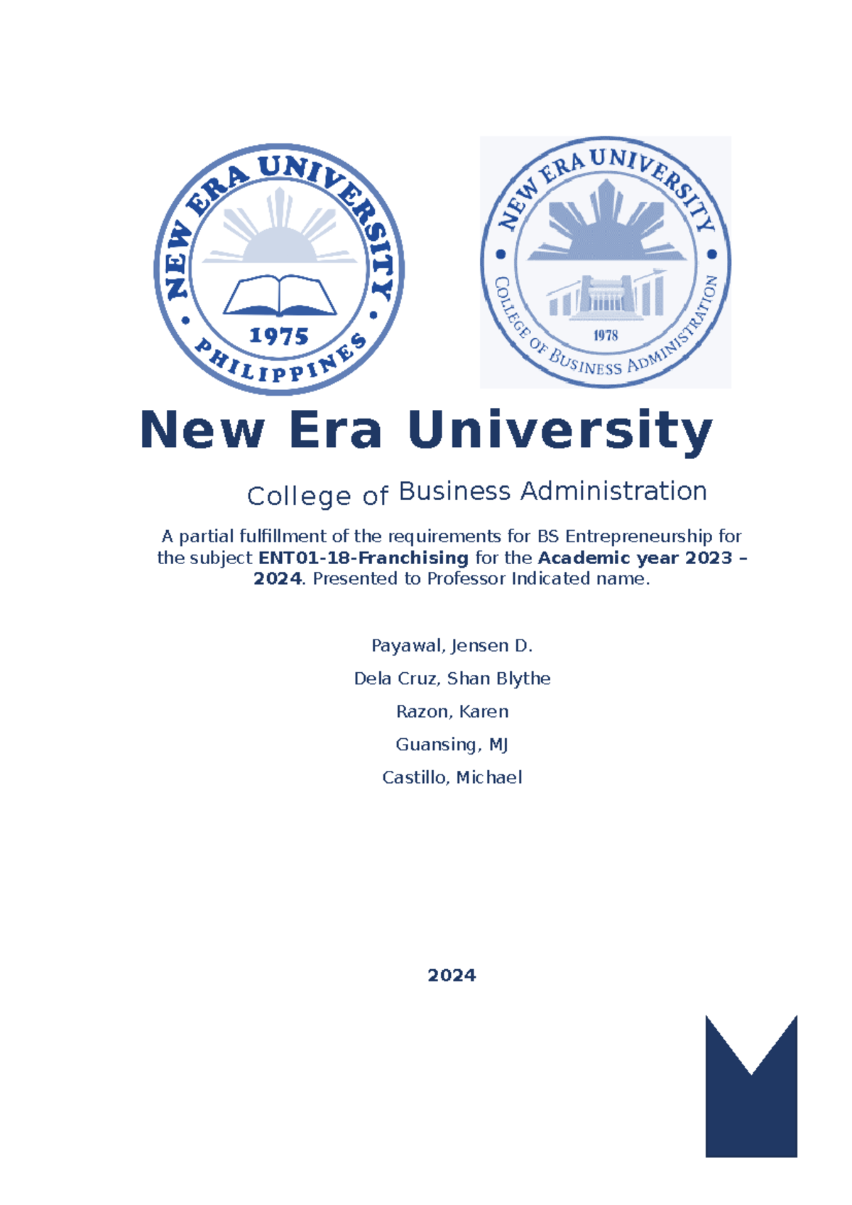 Feasib-study - College of Business Administration A partial fulfillment ...