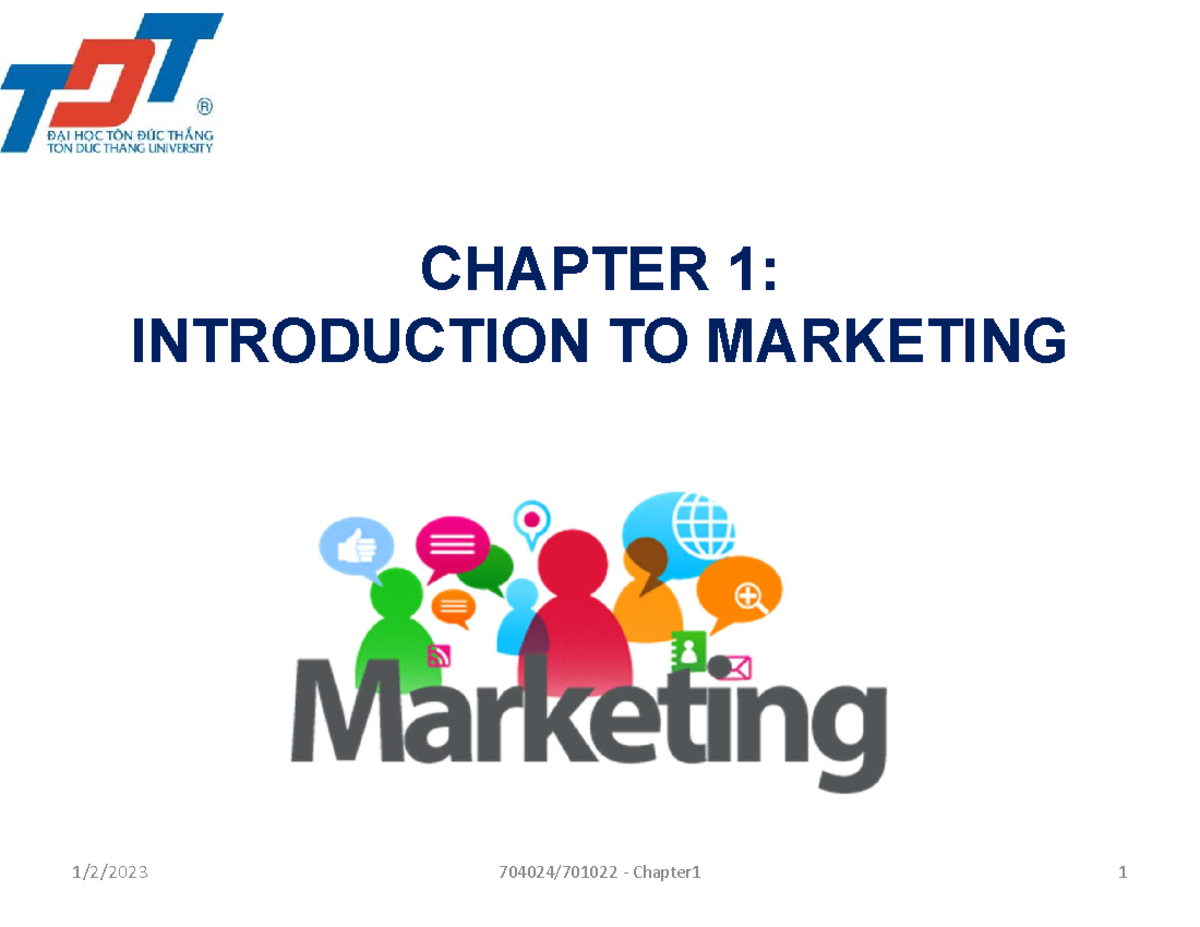 MAR Chapter 1 Marketing Introduction - CHAPTER 1: INTRODUCTION TO ...
