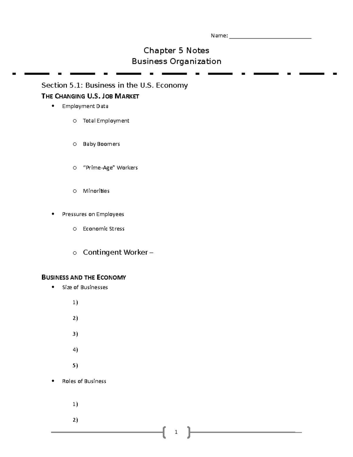 Chapter 5 notes - Name: __________________________ Chapter 5 Notes ...