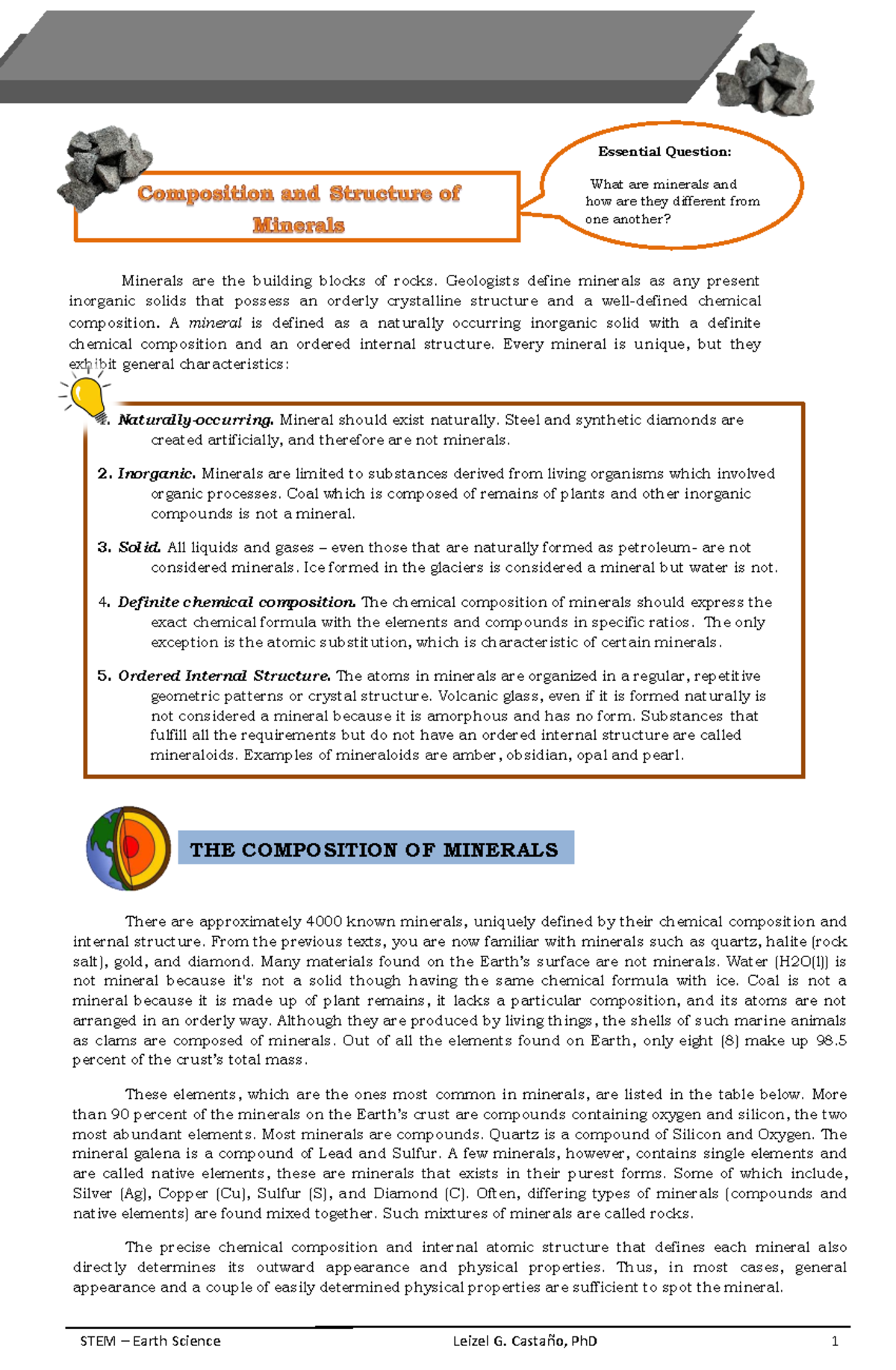 Inbound 729226301212281094 - v Essential Question: What are minerals ...