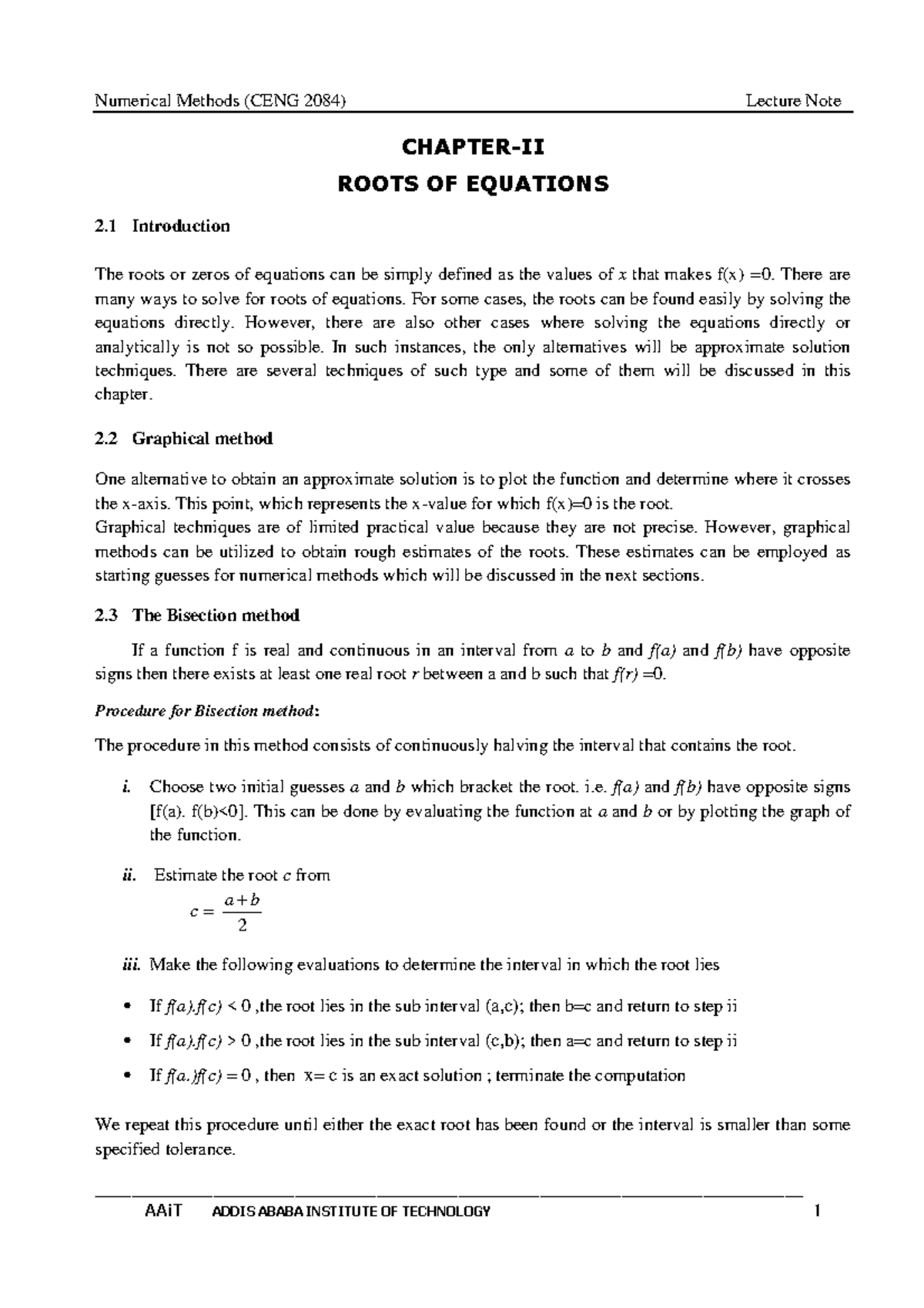 Chapter 2 Root Finding - numeric - - Studocu