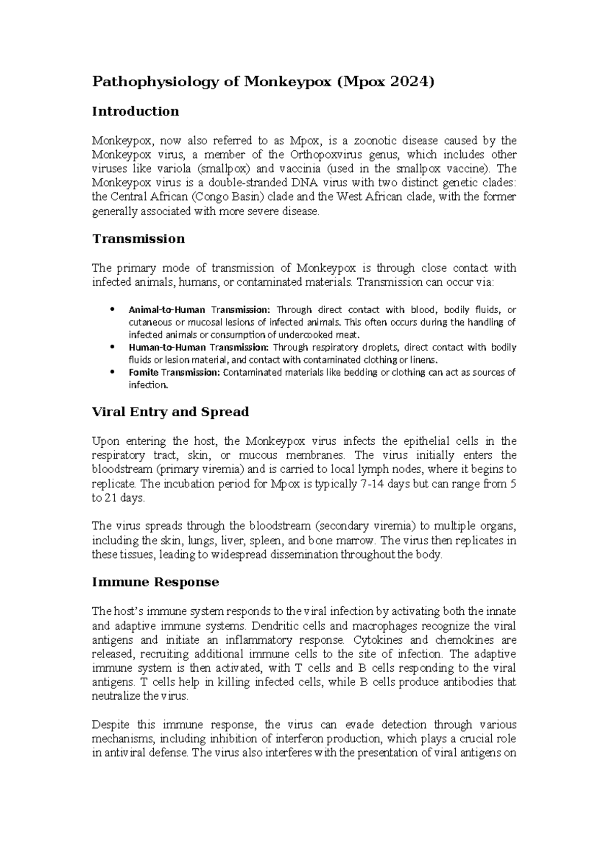 Pathophysiology of Monkeypox - The Monkeypox virus is a double-stranded ...