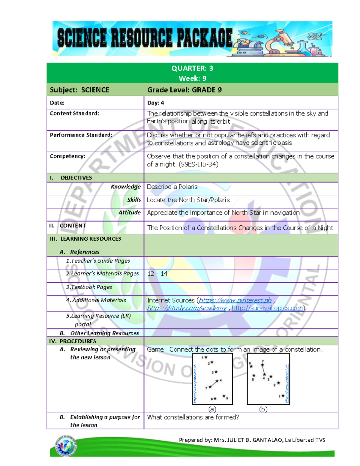 Earth Science Week 9, Day 4 - QUARTER: 3 Week: 9 Subject: SCIENCE Grade ...