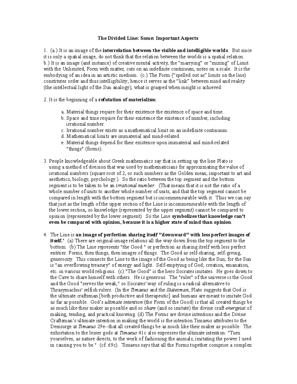 101 Divided Line - Lecture notes 1 - The Divided Line: Some: Important ...