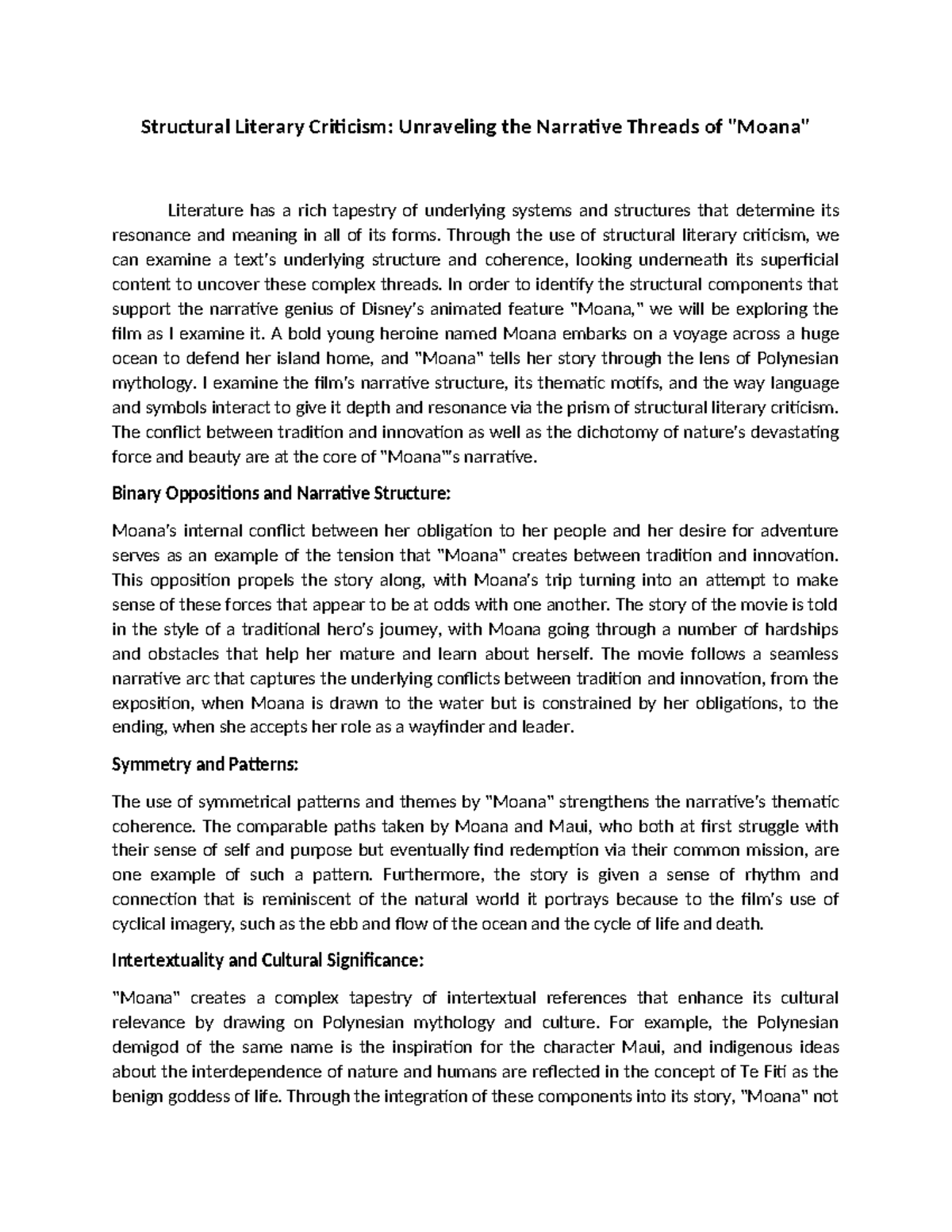 Structural Literary Criticism - Through the use of structural literary ...