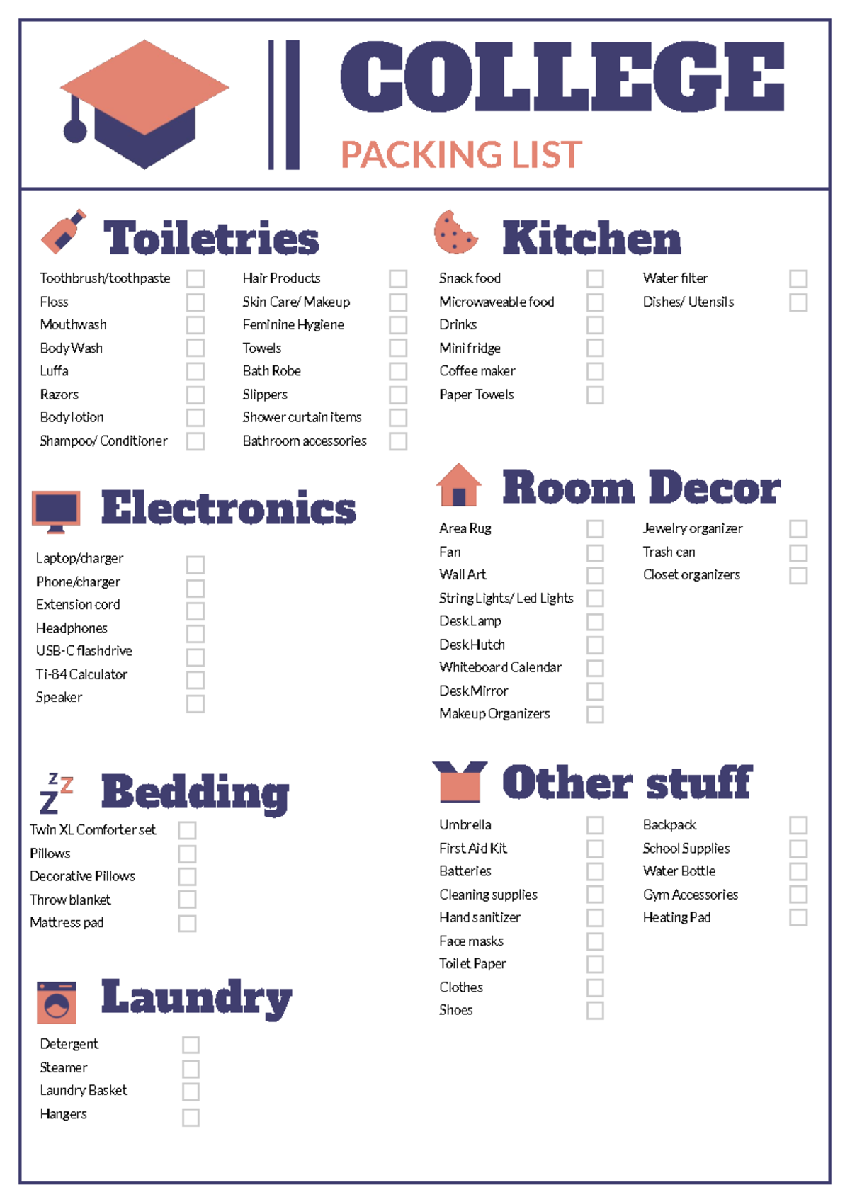College Packing List - Gygggh - COLLEGE PACKING LIST Toiletries ...